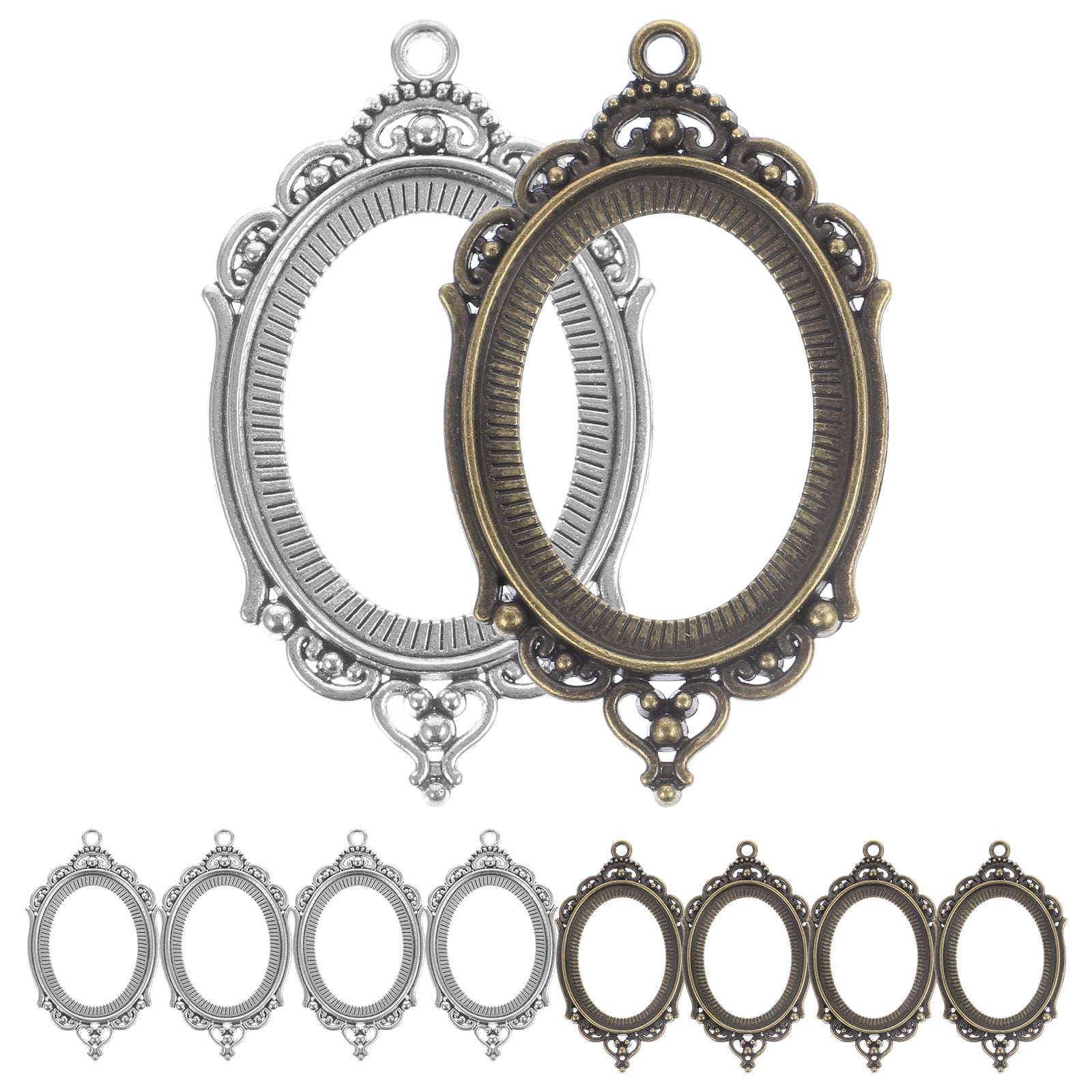 10pcs Jewelry Alloy Bases Blank Settings Pendant Base Bezel with Hole ...