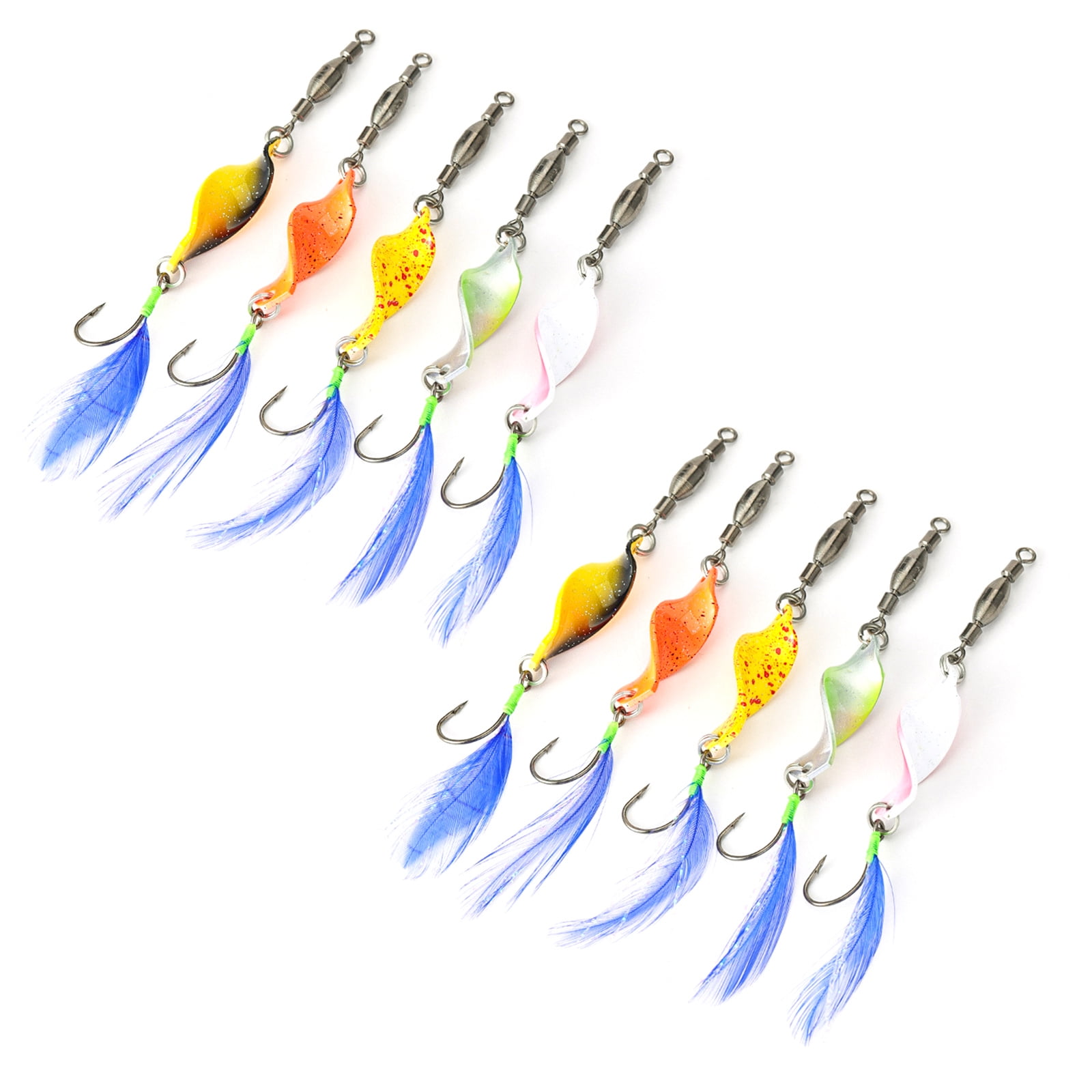 10pcs Jigging Baits Spoon Lures Artificial Spinnerbaits with Hook ...
