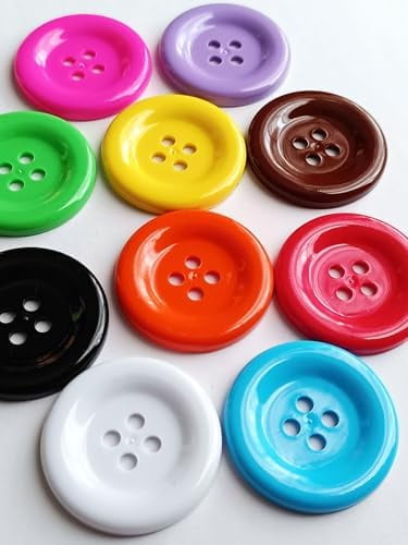 10pcs Jumbo Round Plastic Button 2inch, 4-Holes, Mixed Assorted Colors ...