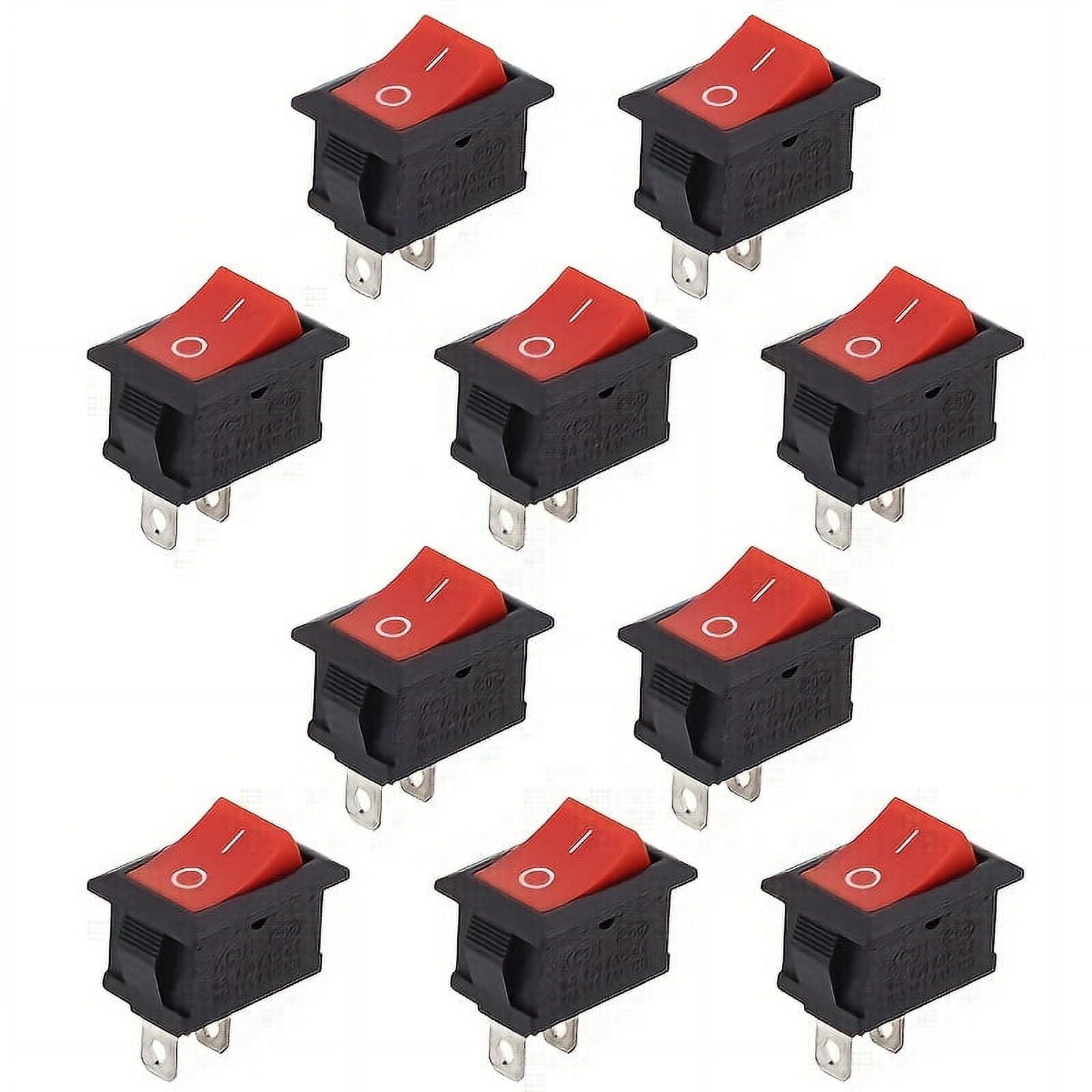 10pcs KCD1 2 Pin Red Rocker Arm Switch SPST 2 Position 250V 6A 125V 10A ...