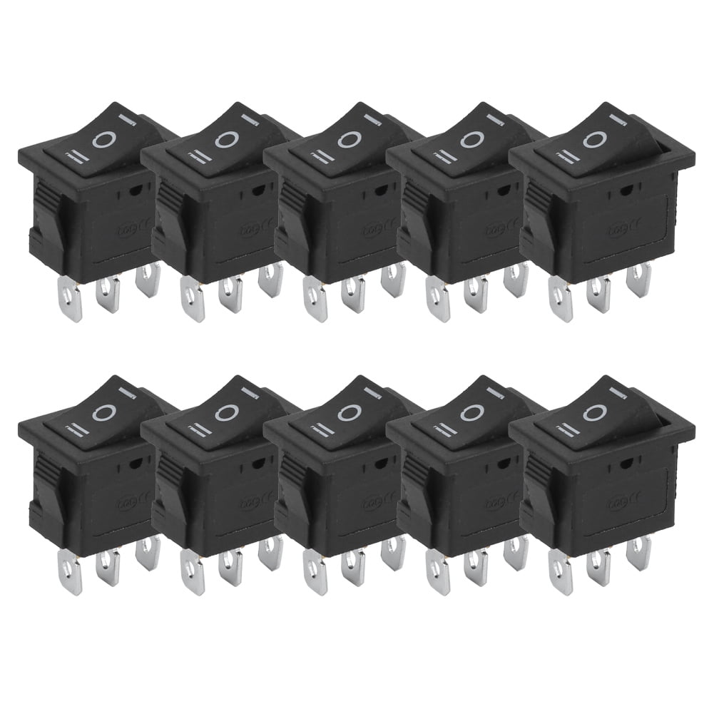 10pcs KCD1 Mini Rocker Switches 3Pin 3‑Position Square Boat On‑Off for ...