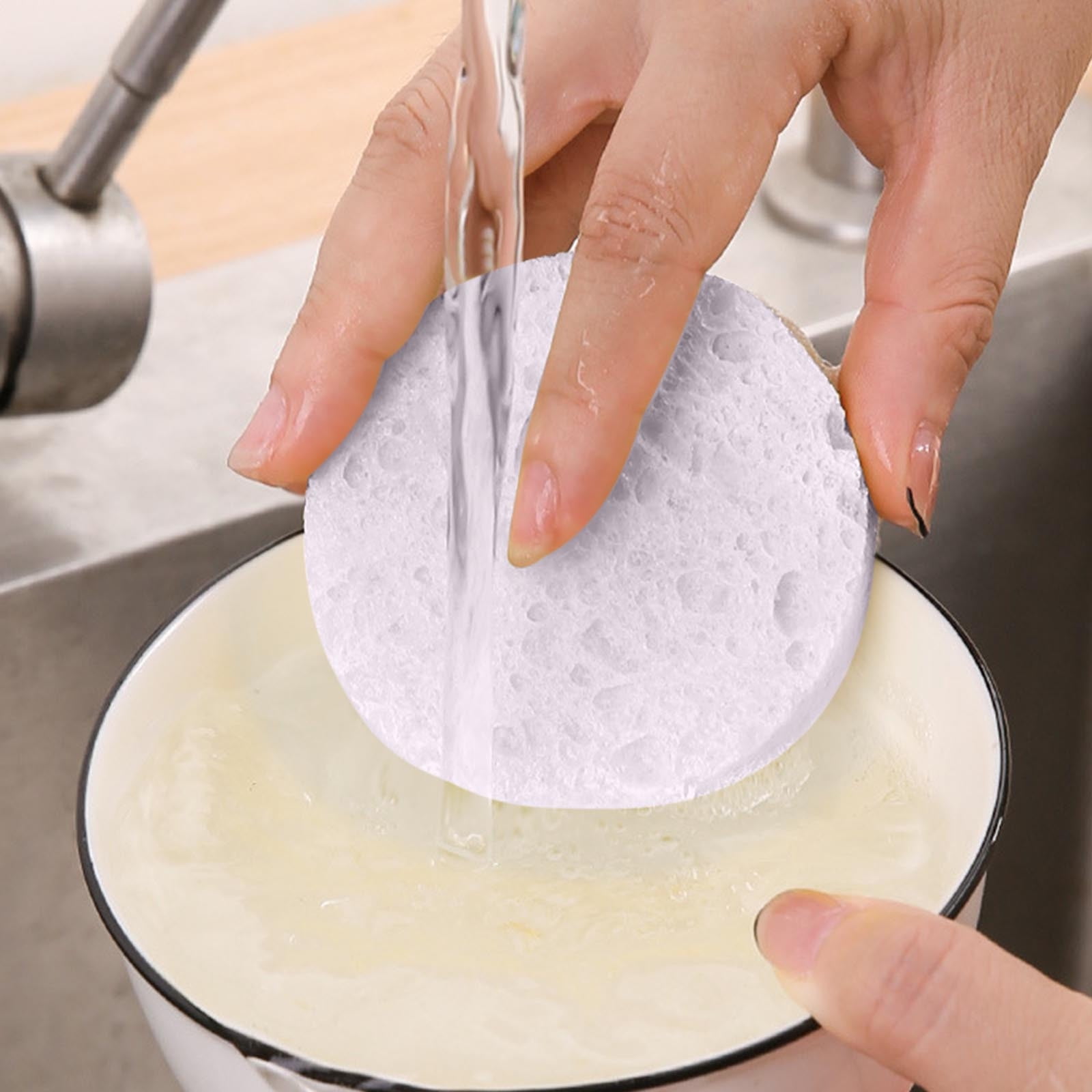 10pcs Kitchen sponges for Washing Dishes, Round Natural Cleaning Sponge ...