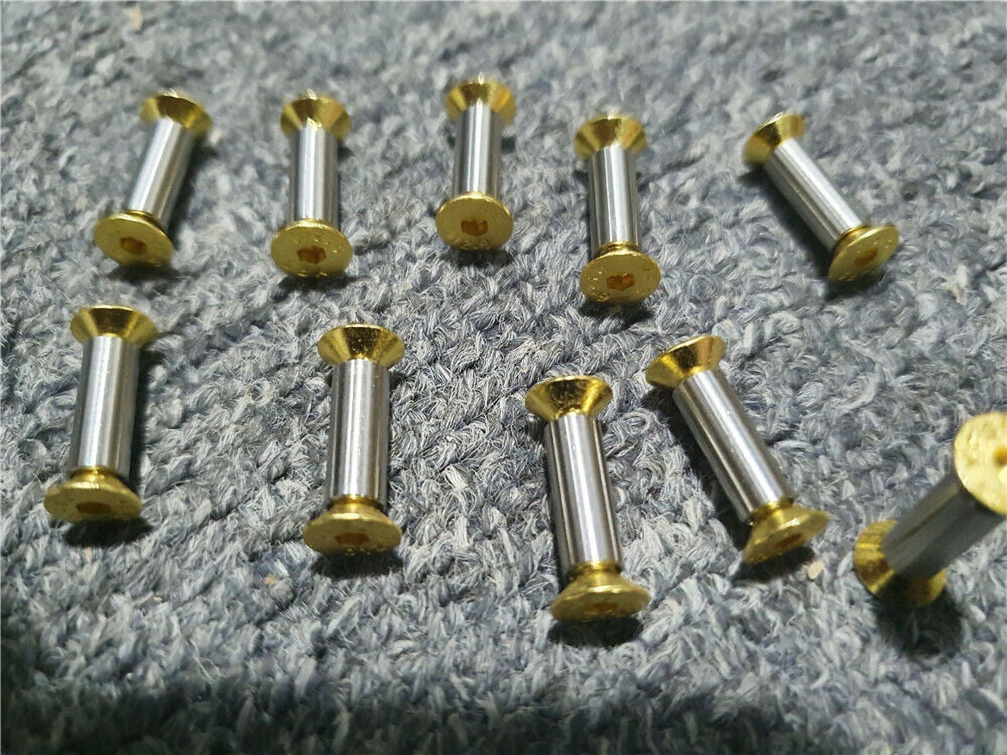 10pcs Knife Handle Bolt Rivets Screw Fastener Nut Flat Hex Head Gold ...