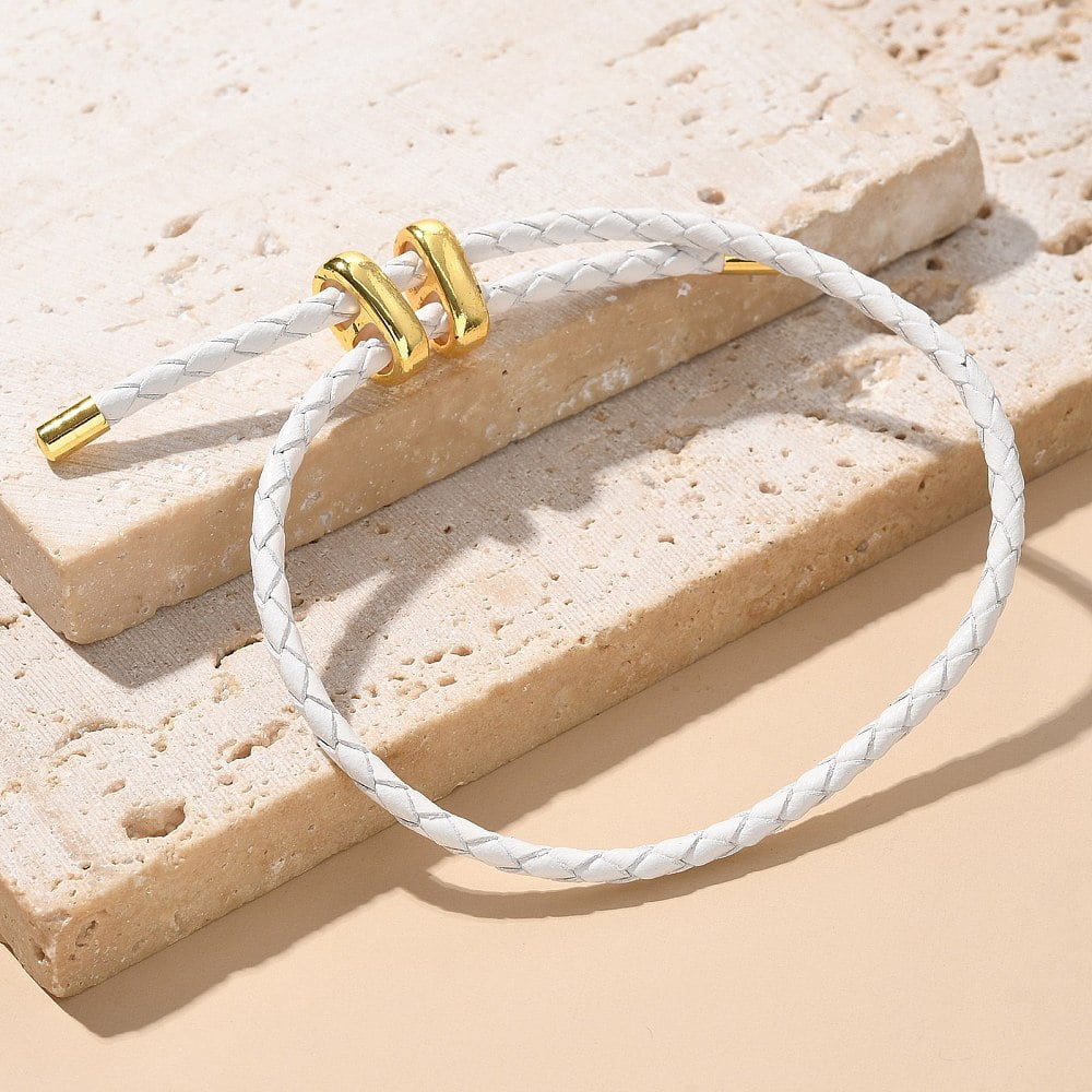 10pcs Leather Cord Bracelets Adjustable Bracelet WhiteSmoke Inner ...