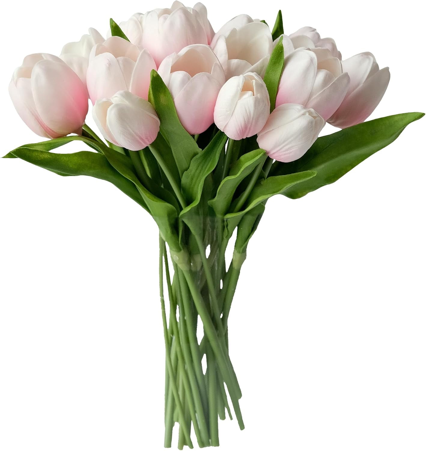 10pcs Light Pink Fake Tulips Full Real Touch Lifelike PU Silk Tulips ...