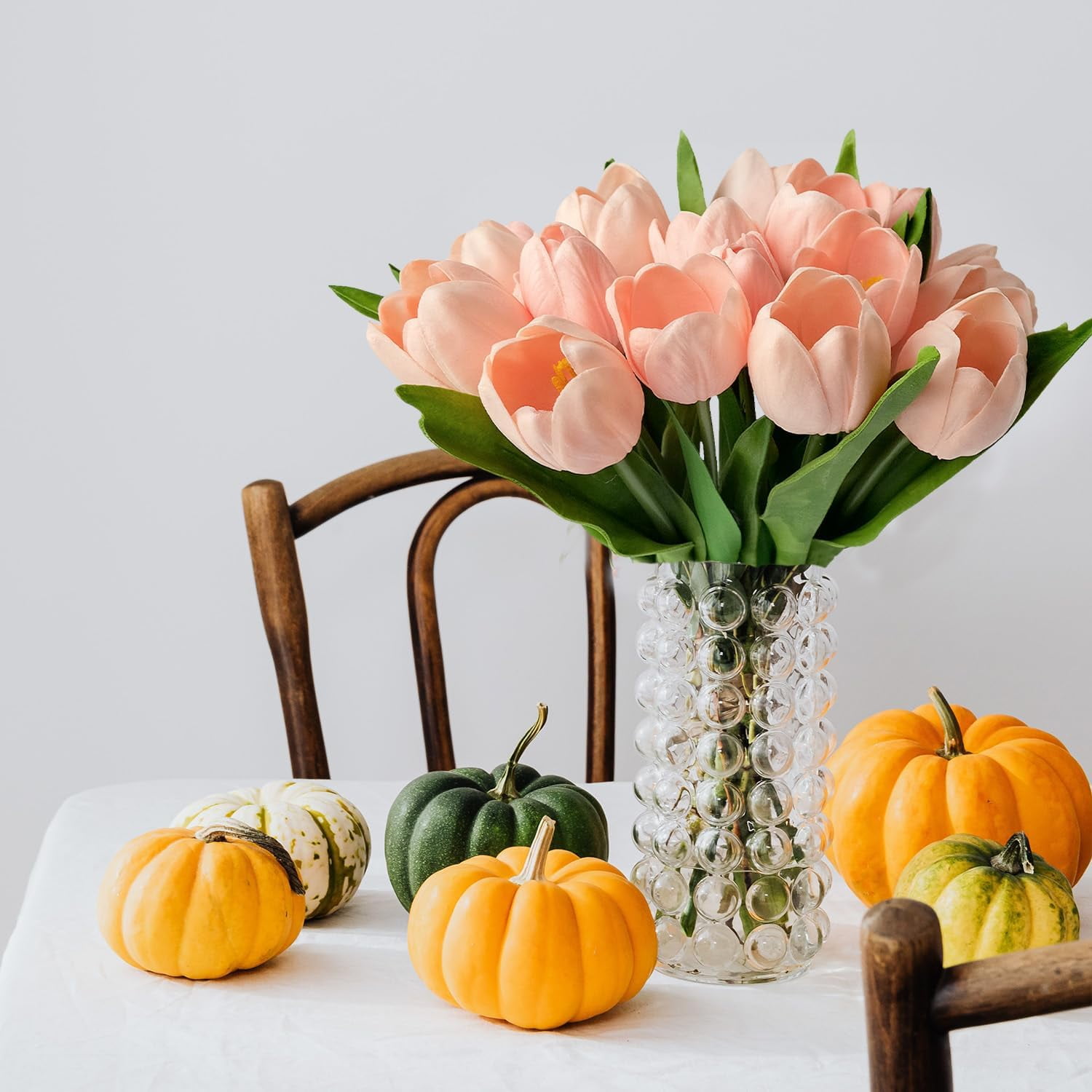 10pcs Light Pink Fake Tulips Full Real Touch Lifelike PU Silk Tulips ...