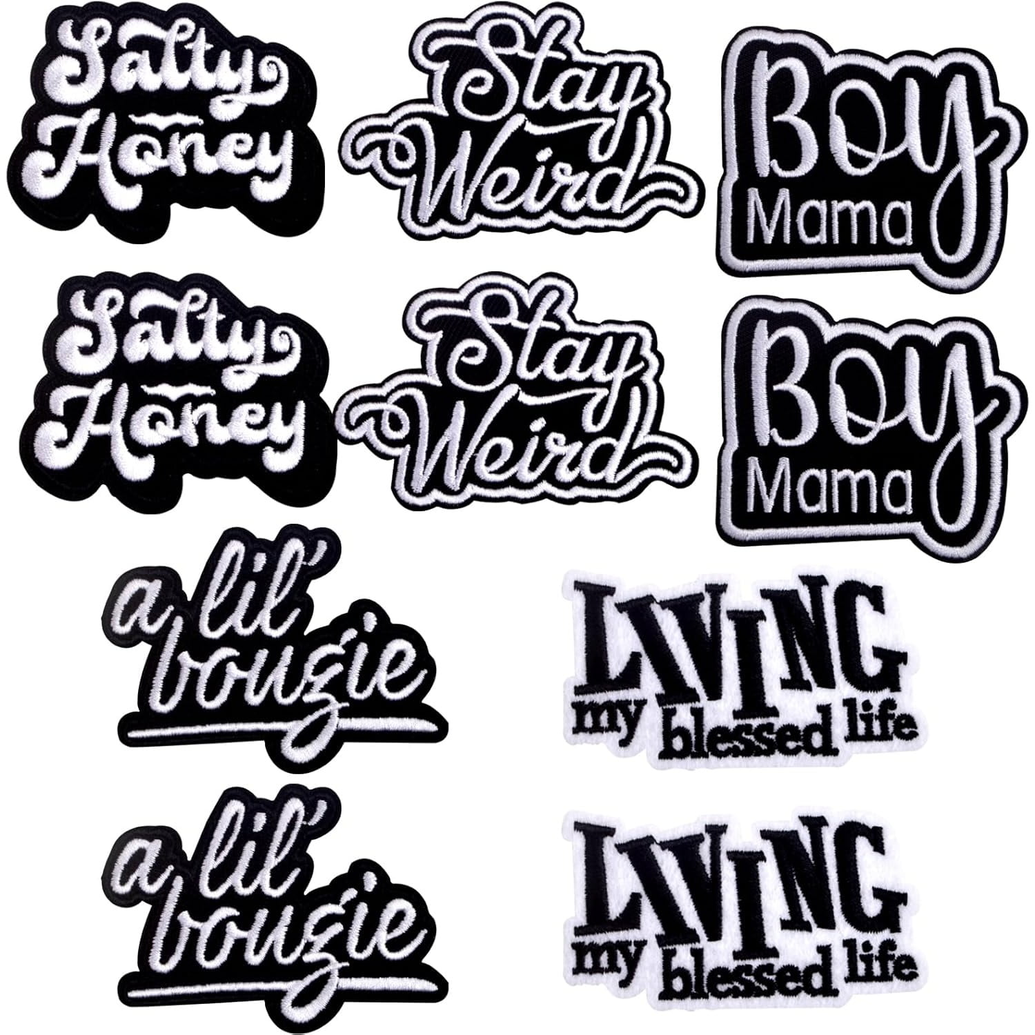 10pcs A Lil' Bougie Iron on Patches Classic Black White Mixed Stay ...