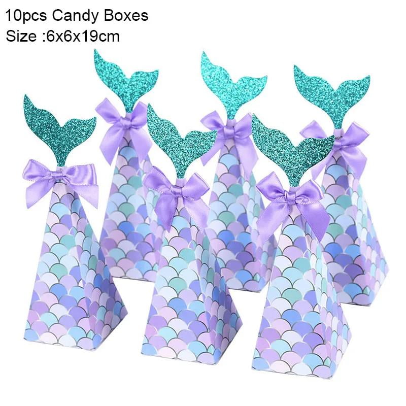 10pcs Little Mermaid Party Candy Boxes Mermaid Tail Cookie Gifts ...