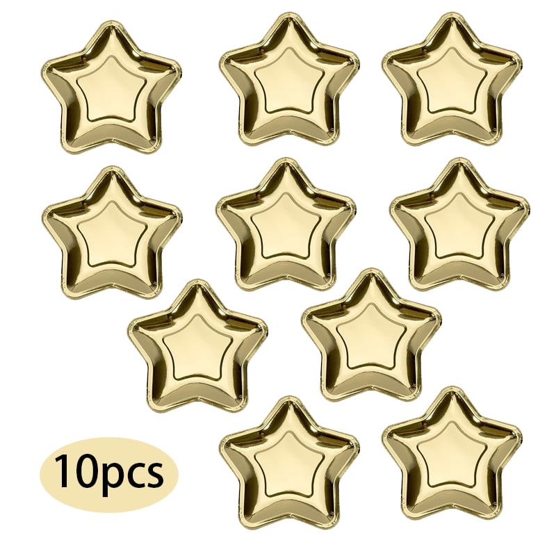 10pcs/Lot 7inch Gold Silver Pentagram Dinner Plate Christmas New Year ...