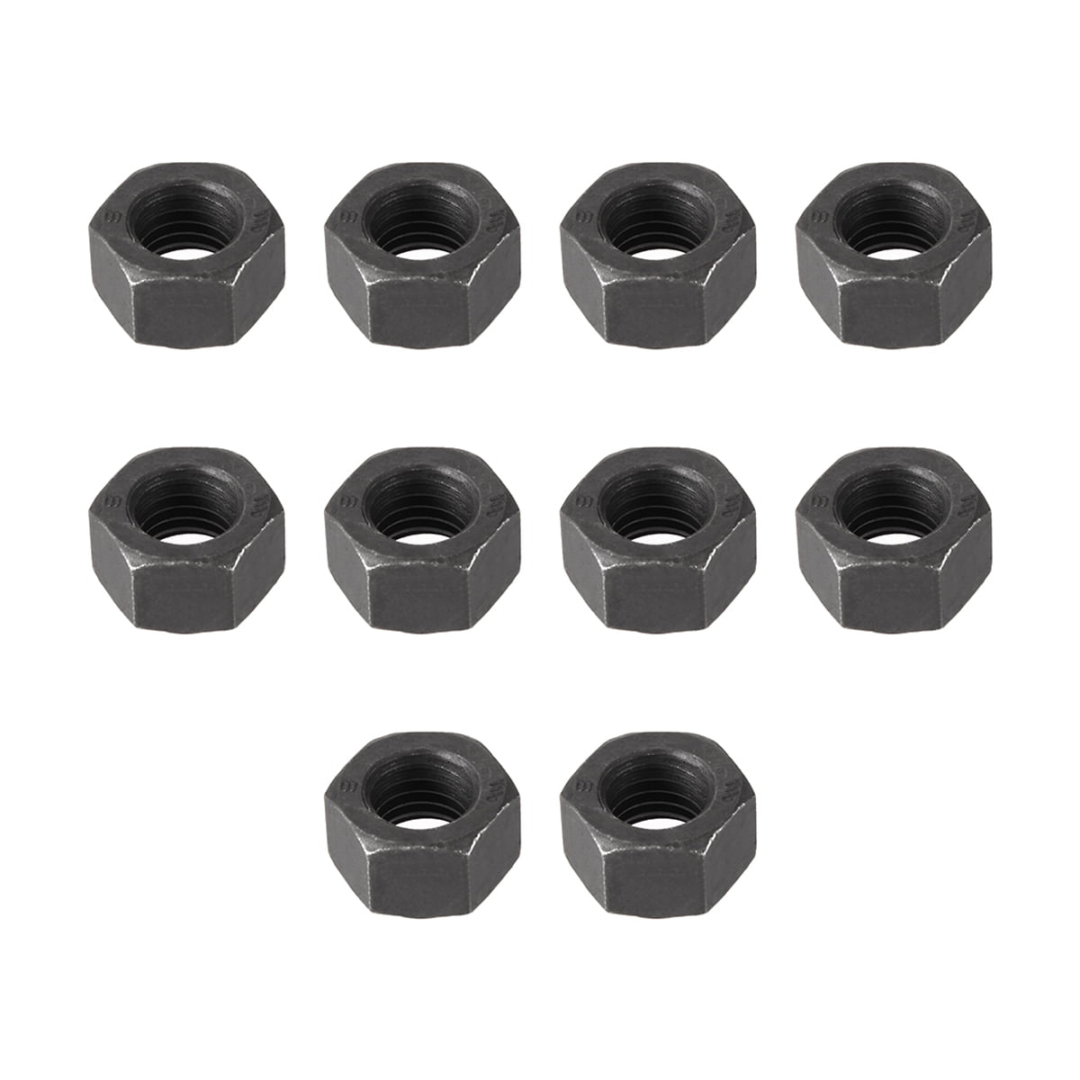 10pcs M12 Metric Carbon Steel Grade 8.8 Hexagon Hex Nut Black - Walmart.com