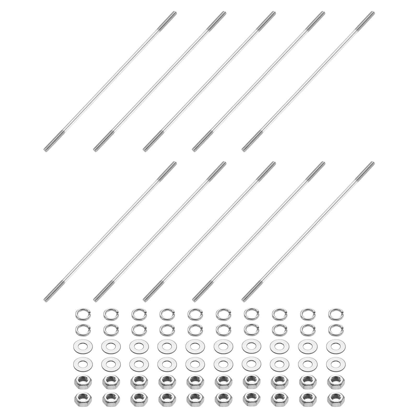 10pcs M3x120mm Double End Threaded Stud Screw Bolt with Nuts and ...
