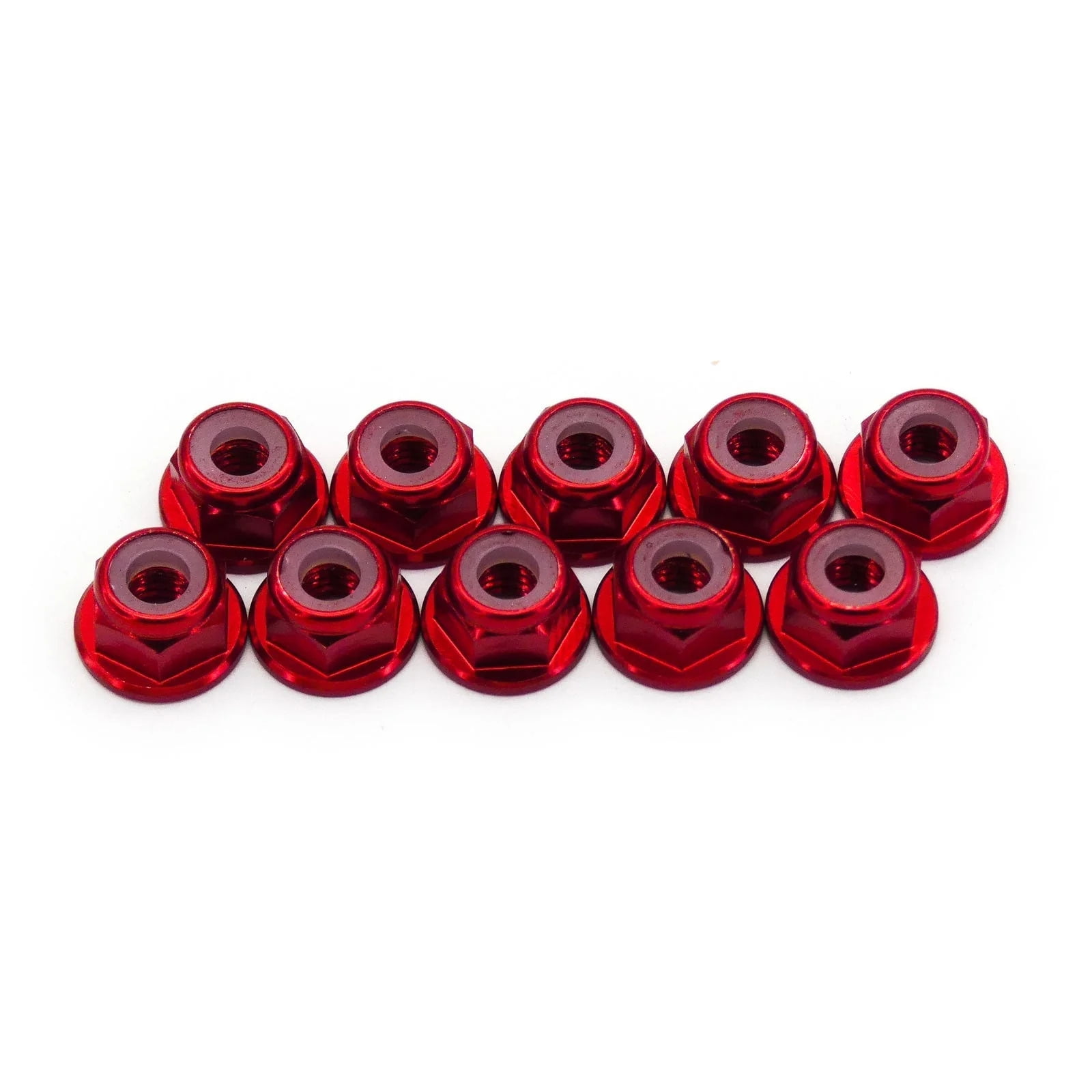 10pcs M4 Flange Locking Hex Nuts Nylon Insert Anodized Aluminum (Red) - Walmart.com