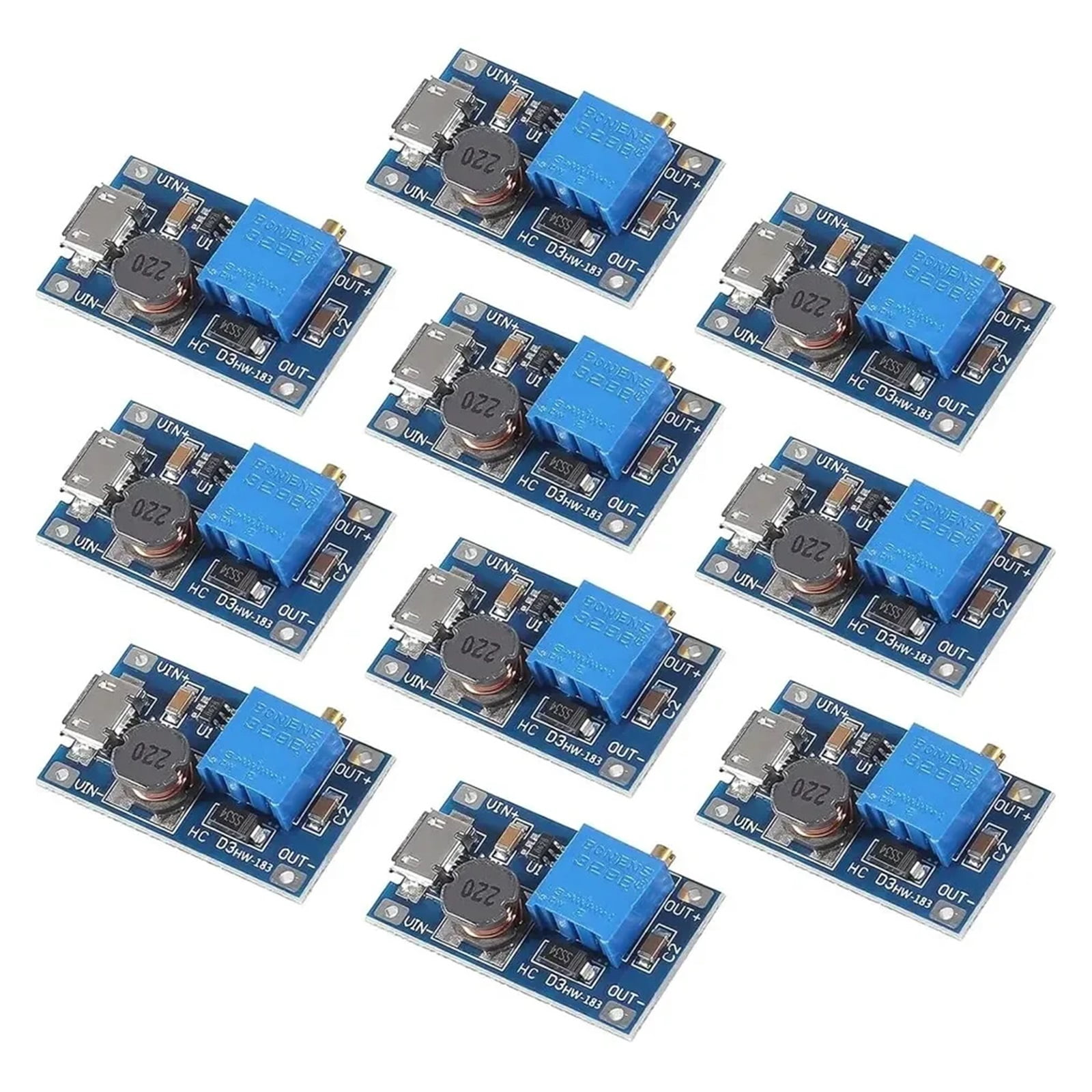 10pcs MT3608 Adjustable Step Up Module Voltage Regulator Micro USB Type ...