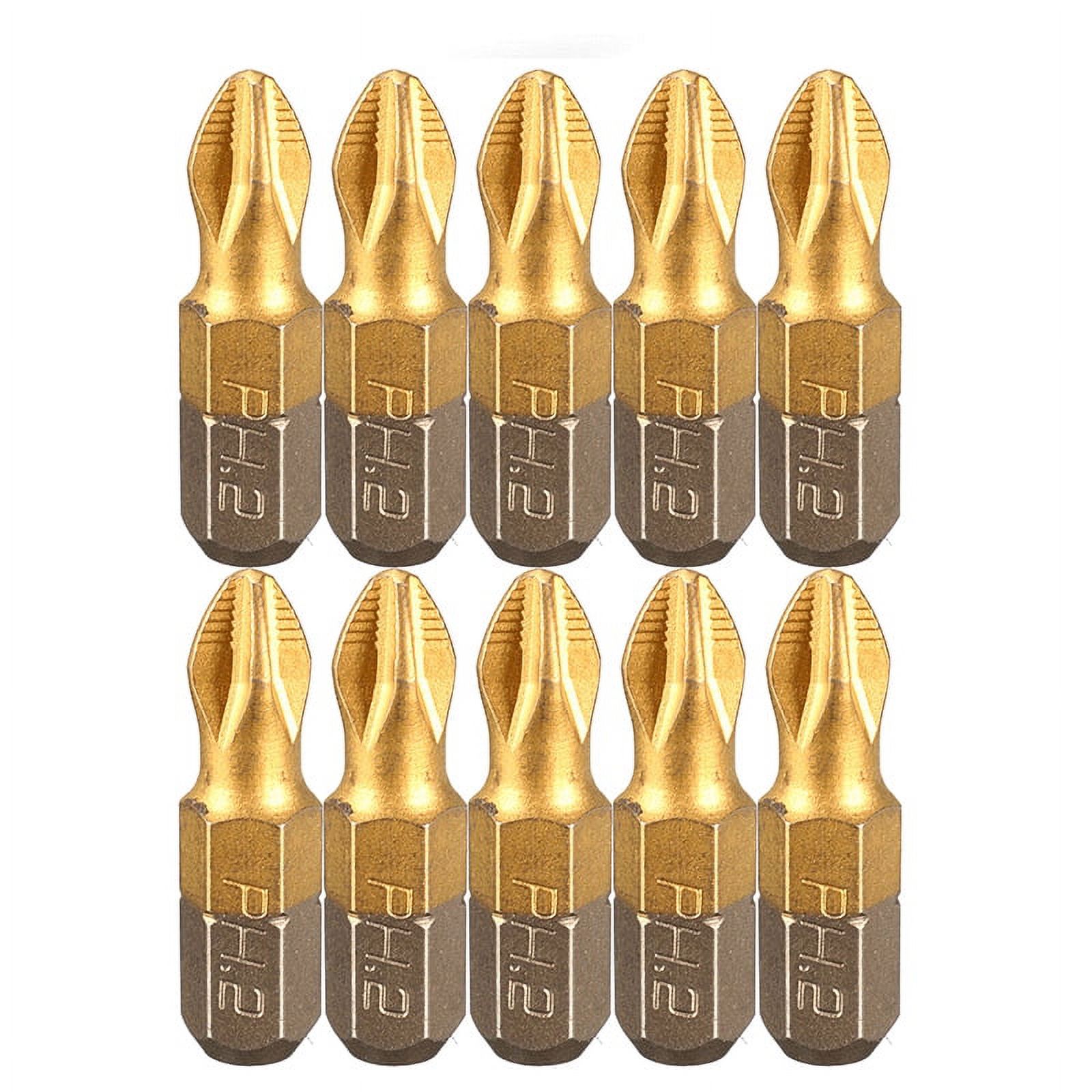 10pcs Magnetic Phillips Screwdriver Bits Titanium Coated Anti Slip 1/4 ...