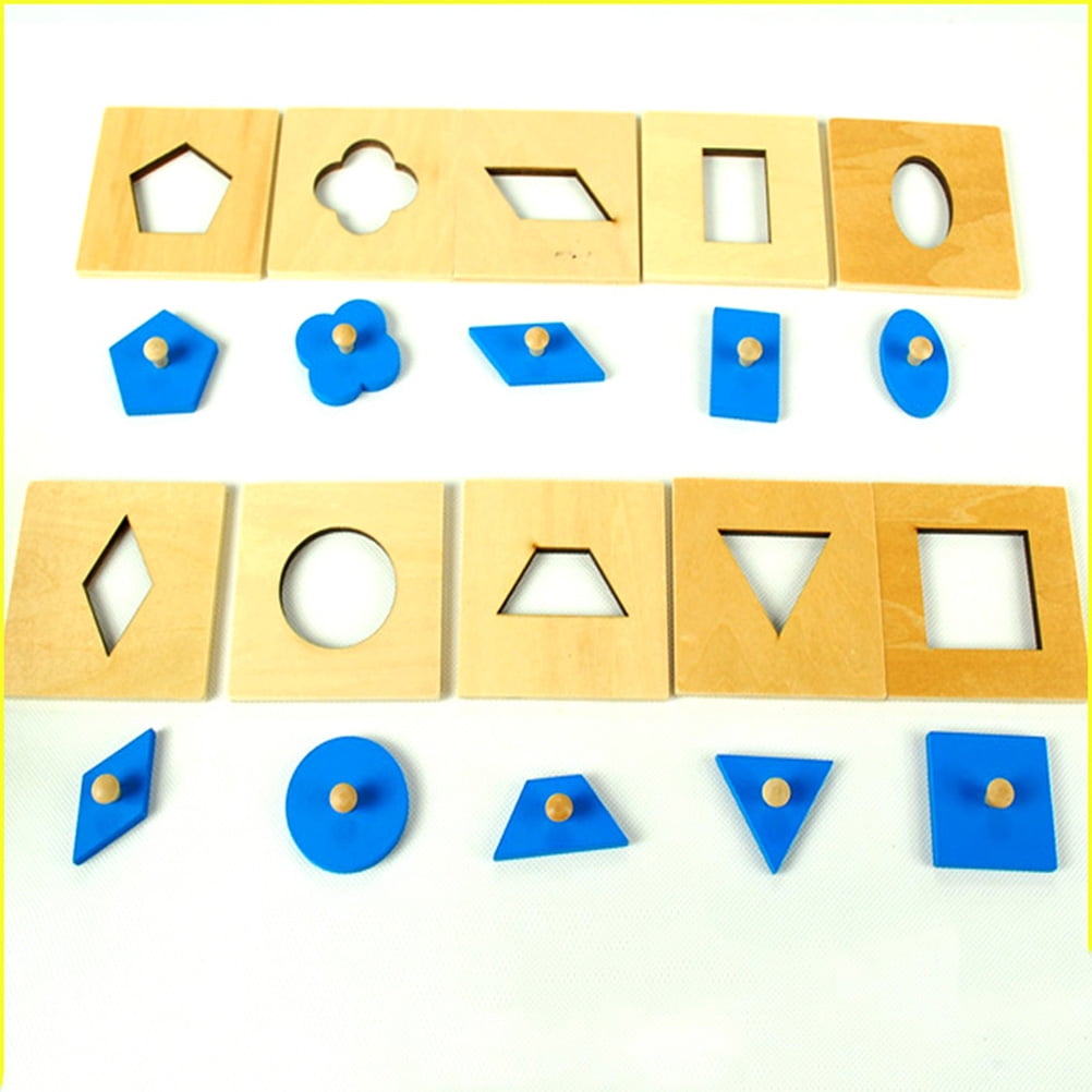 10pcs Math Toys Wood Geometry Shape Insets Early Childhood Education ...