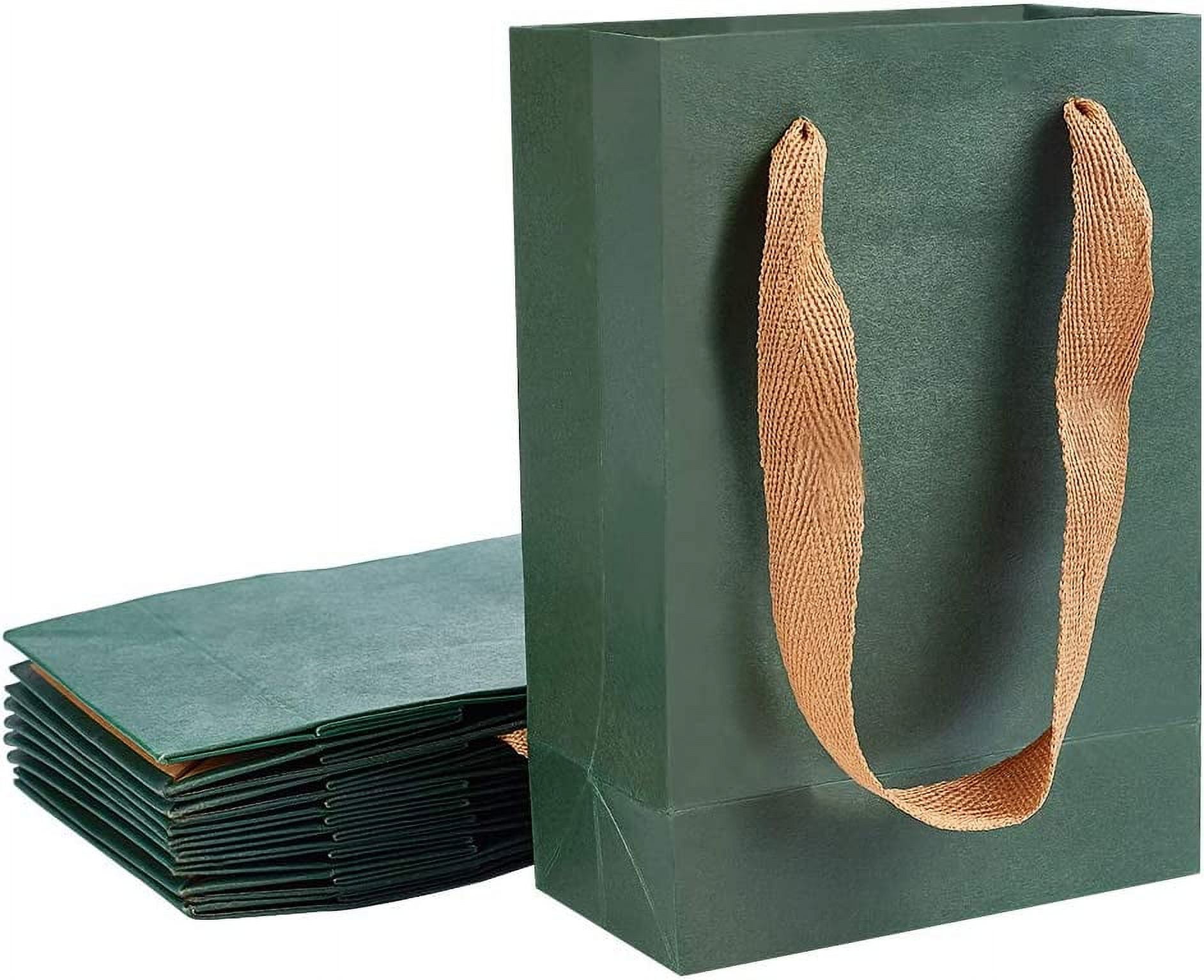 10pcs Medium Kraft Paper Gift Bags with Handles Green Kraft Bags Party ...