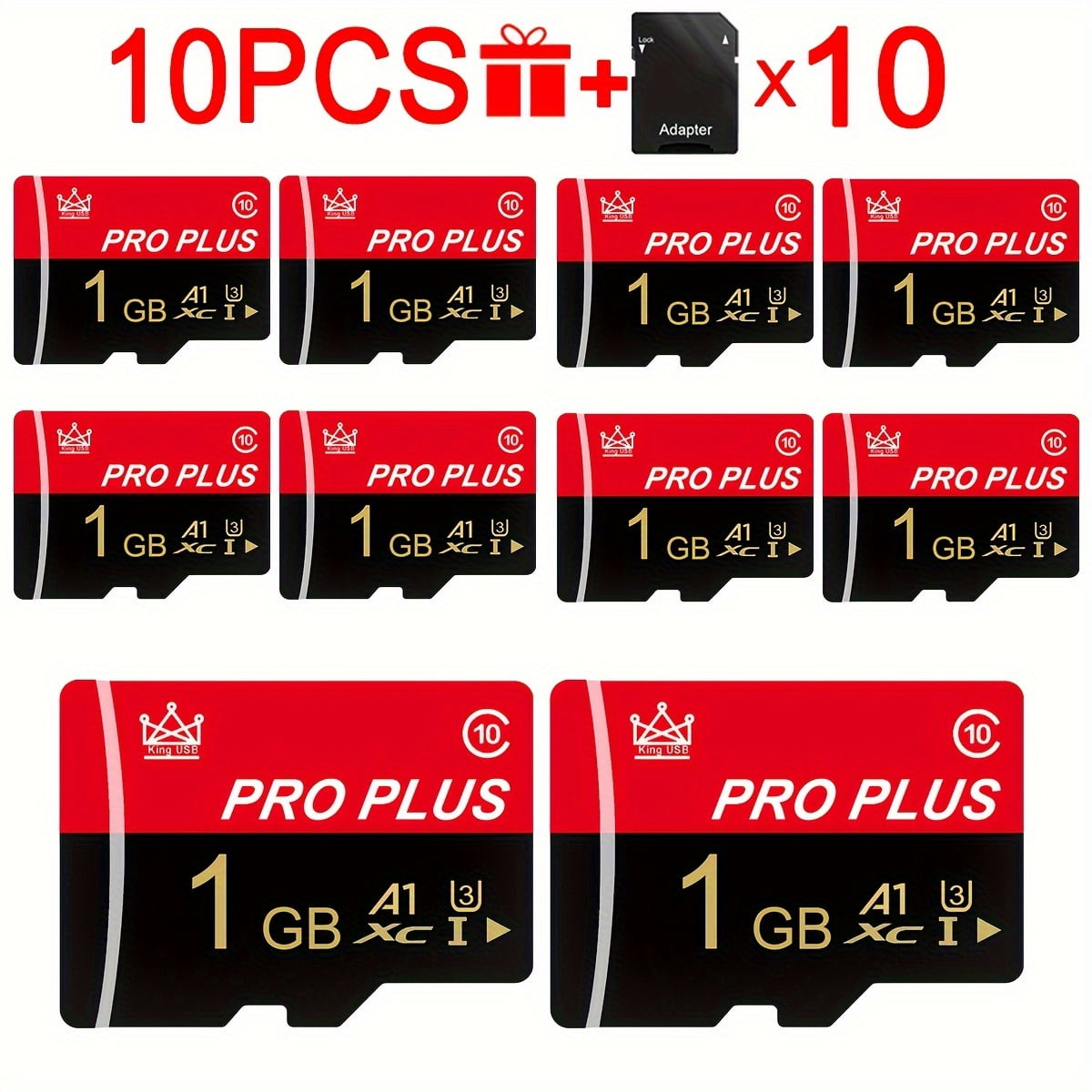 10pcs Memory Card Set: 8GB 4GB 2GB 1GB With Adapter:High-Speed U3 C10 ...