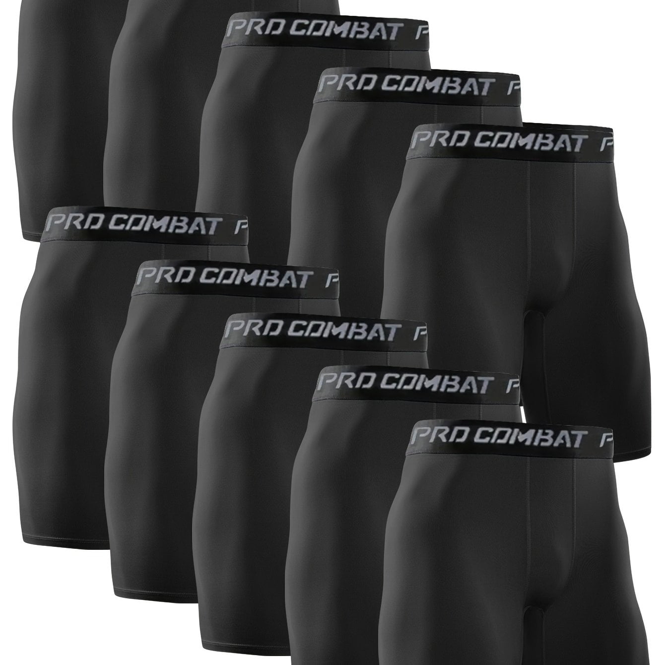 10pcs Men's Compression Sports Long Boxer Briefs, Breathable Quick ...