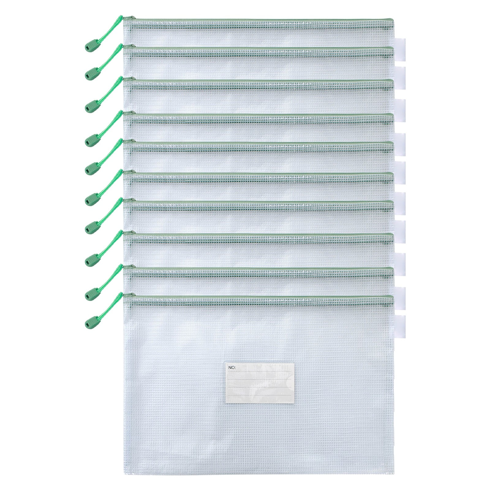 10pcs Mesh Zipper Pouch Bags, A4 Zipper Bags with Label Pocket for File ...