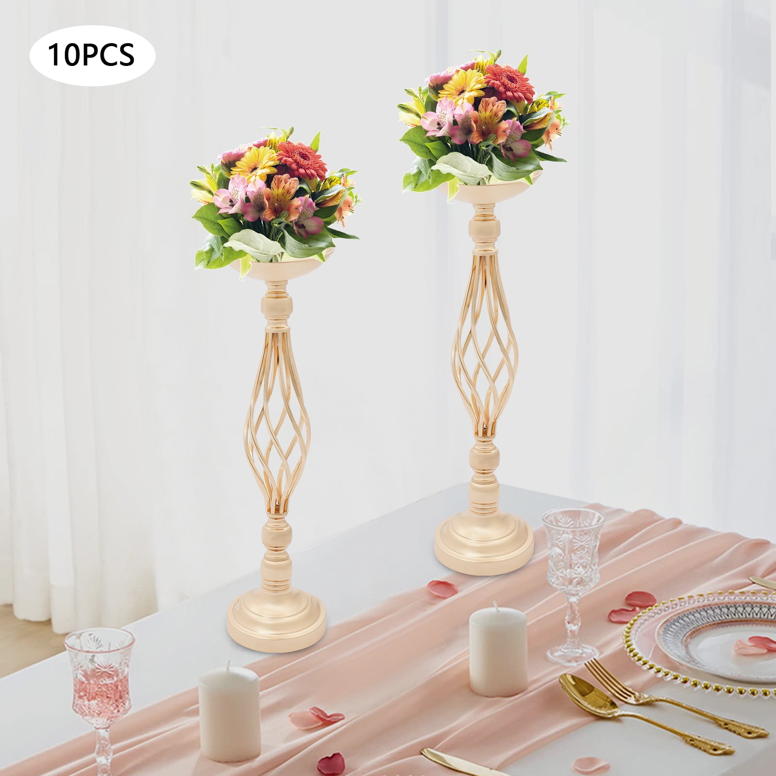 10pcs Metal Candle Holders Twist Flower Vase Arrangement for Reception ...