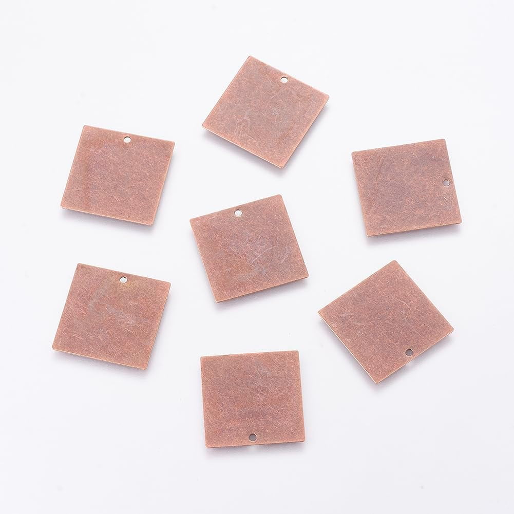 10pcs Metal Tags Brass Stamping Charms Blank Tag Pendants Metal Square ...