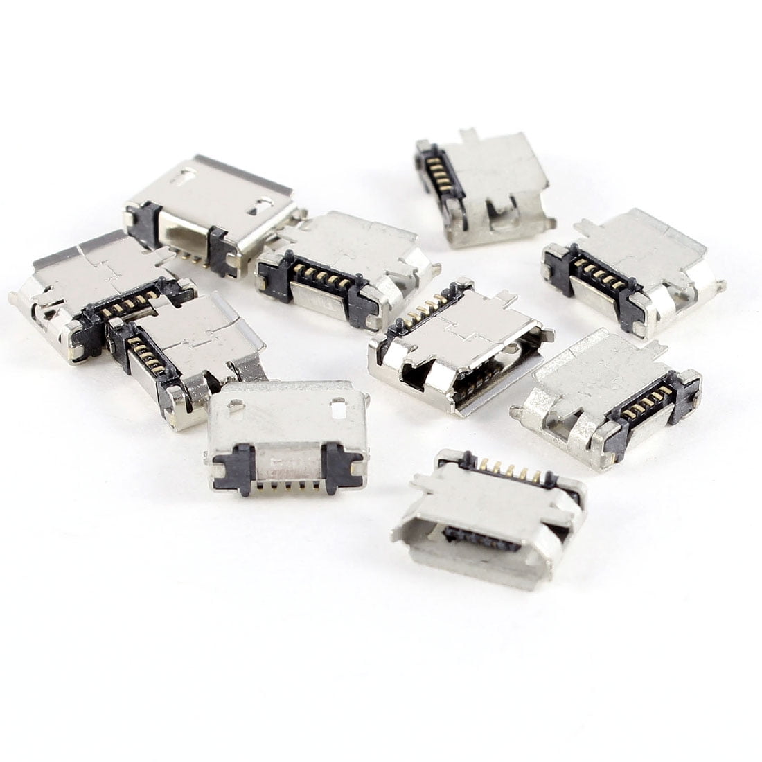 10pcs Micro USB B Female Port 180 Degree 5-Pin 5P SMD SMT Socket Jack ...