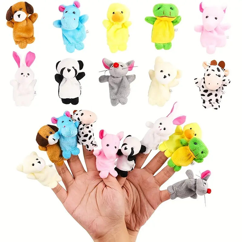 10pcs Mini Animal Finger Puppets Set, Small Cartoon Animal Finger Toys ...