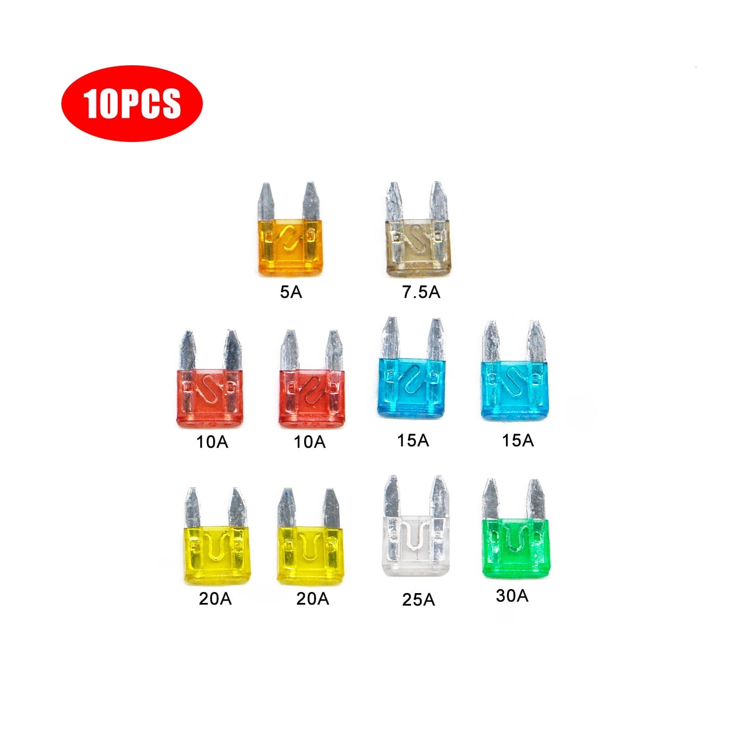 10pcs Mini Car Fuses 5A-30A, Blade-Type Automotive Fuses, for Car Boat ...