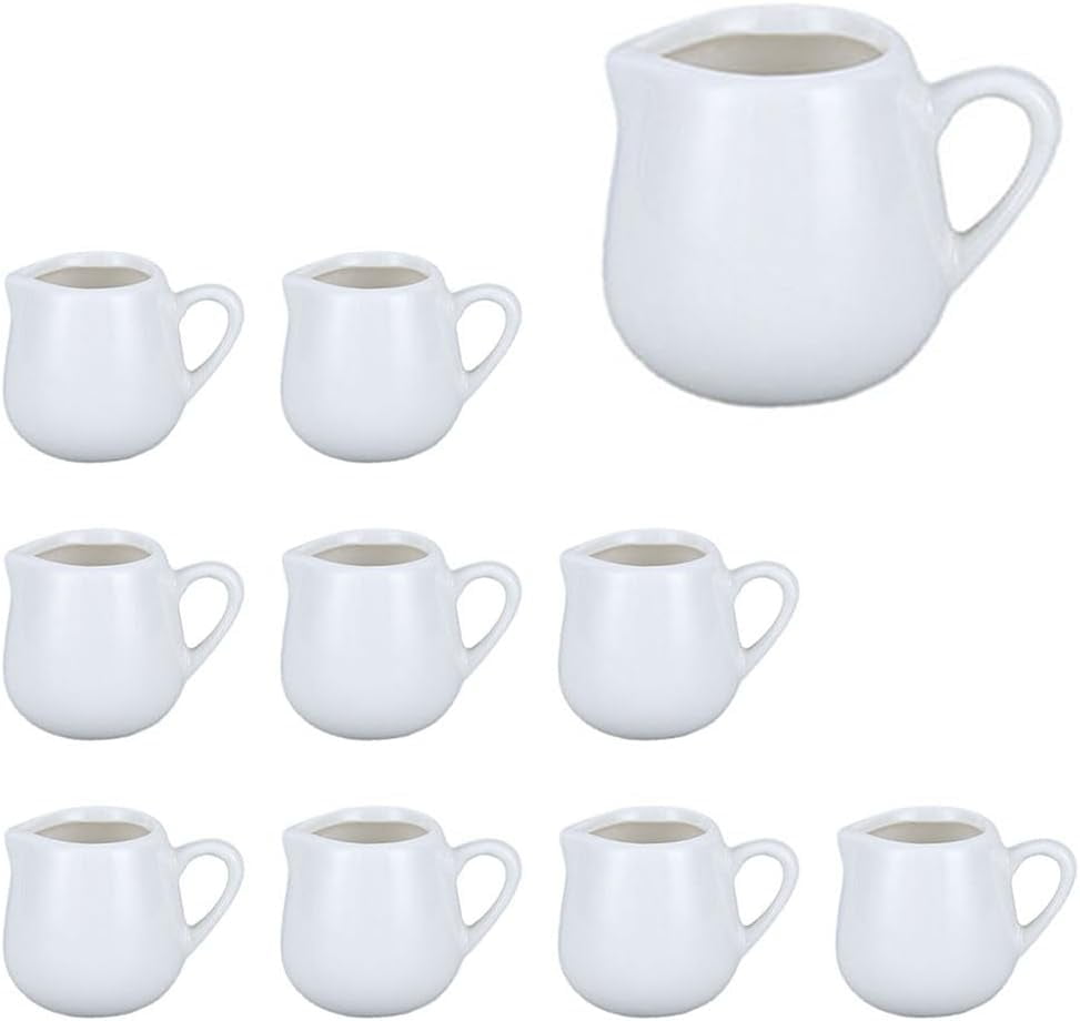 10pcs Mini Ceramic Creamer, 1.69 Oz Porcelain Creamer Pitcher, Small ...