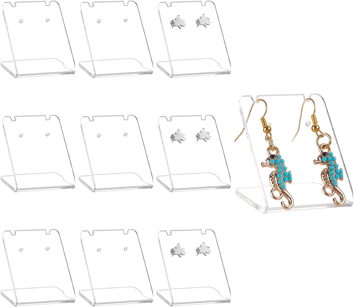 10pcs Mini Earring Holder Clear Acrylic Ear Stud Holder L-Shape Jewelry ...
