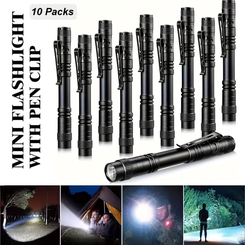 10PCS Mini LED Flashlights, Aluminum Alloy Pen Light with Clip ...