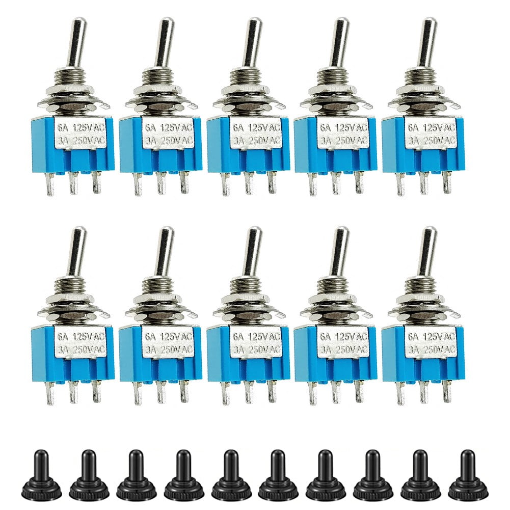 10Pcs Mini On/On Toggle Switch 2 Positions 3 Pin Metal Toggle Rocker ...