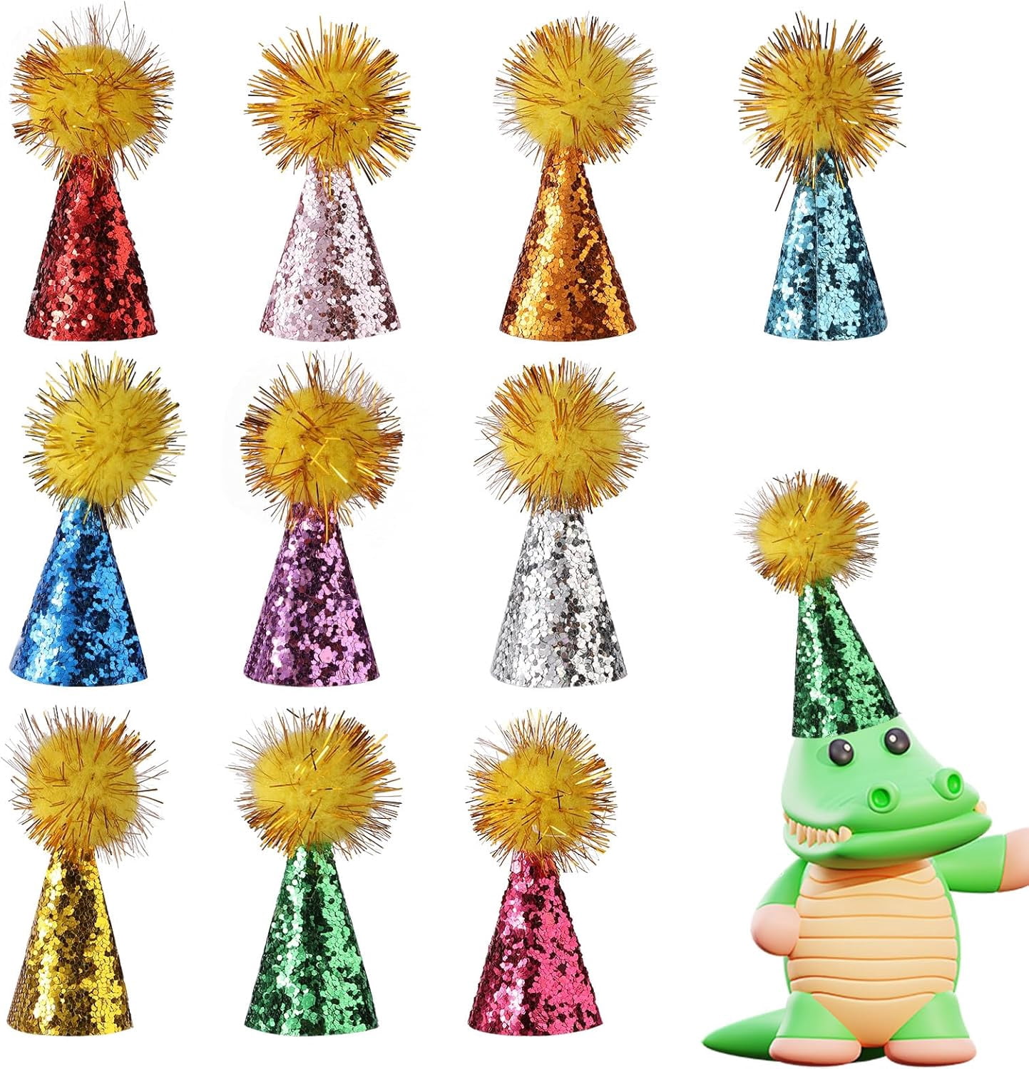 10pcs Mini Party Hats for Stuffed Animals, Colorful Dog Cat Small ...