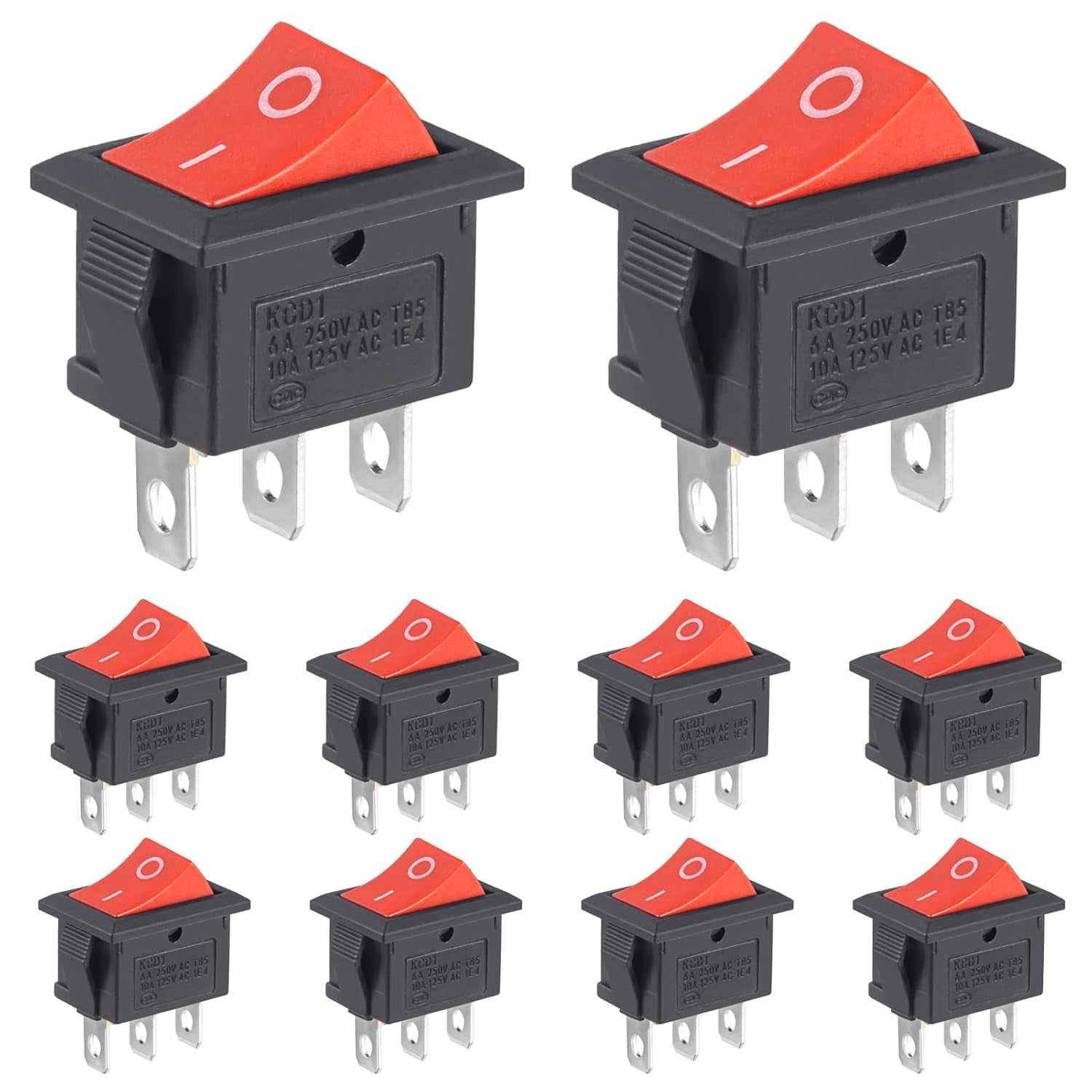 10pcs Mini Rocker Switch On Off 3 Pin Boat Rocker Switch 10A 125V 6A ...