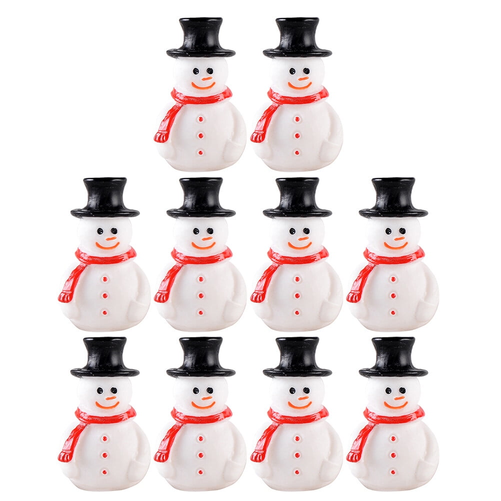10pcs Mini Snowman Figurine Christmas Miniature Ornaments Micro ...