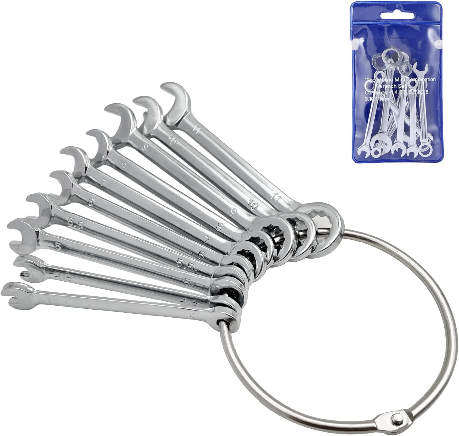 10pcs Mini Spanner Wrenches Set Key Ring Spanner Explosion-proof Pocket ...