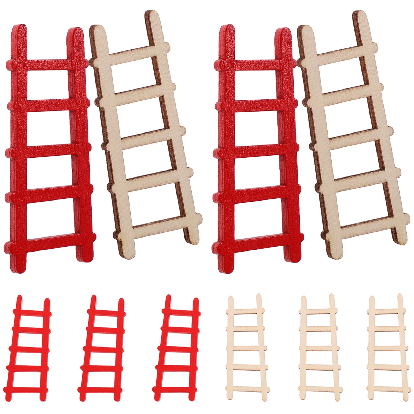 10pcs Mini Wooden Ladder Ornament Wood Craft Ladder Decor Mini House ...