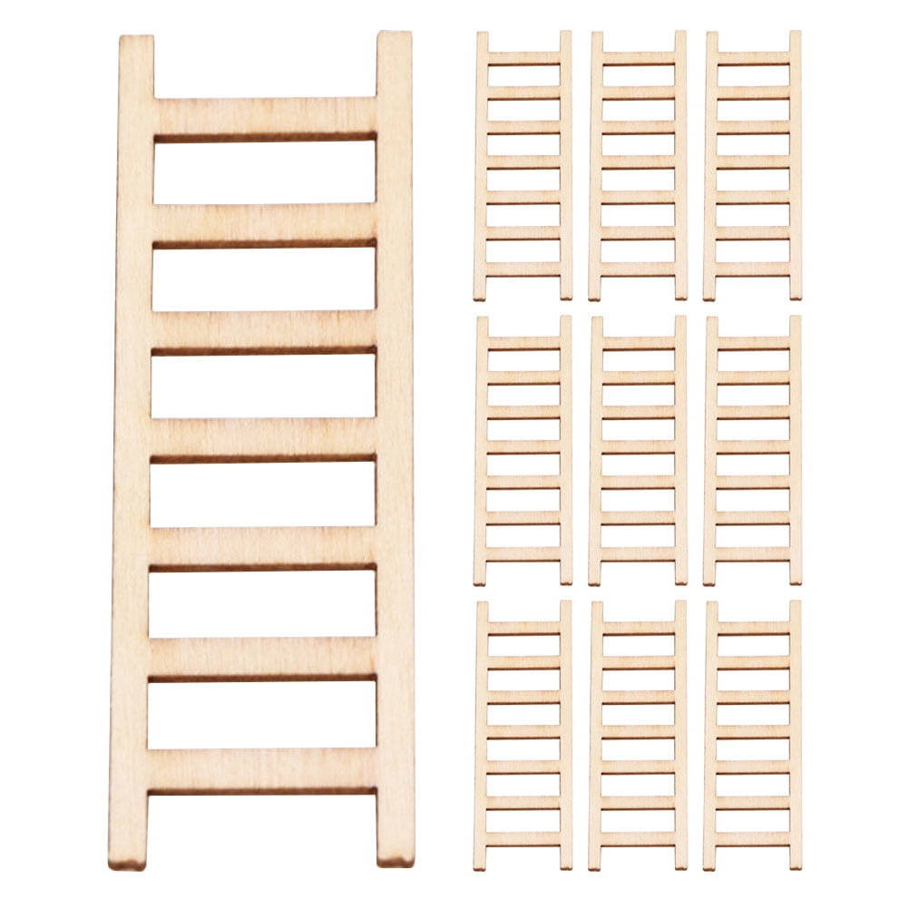 10pcs Mini Wooden Ladder for Dollhouse Micro Landscape Ladder Model ...