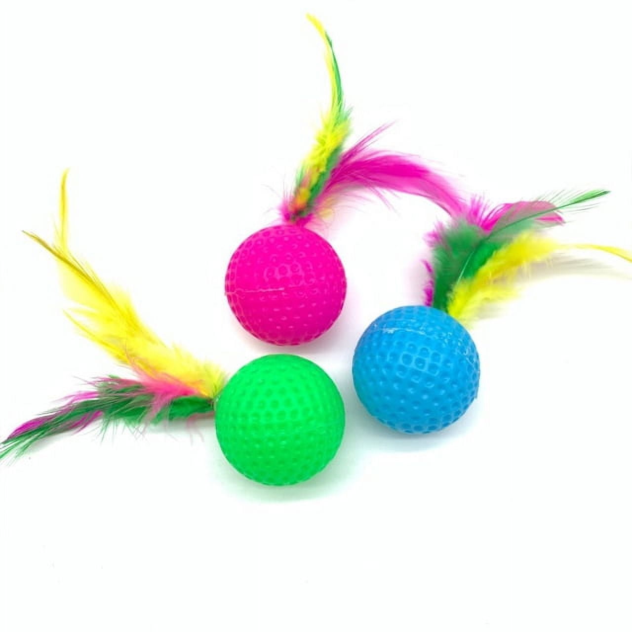10pcs Mixed Funny Plastic Golf Ball with Feather Cat Toy Interactive ...