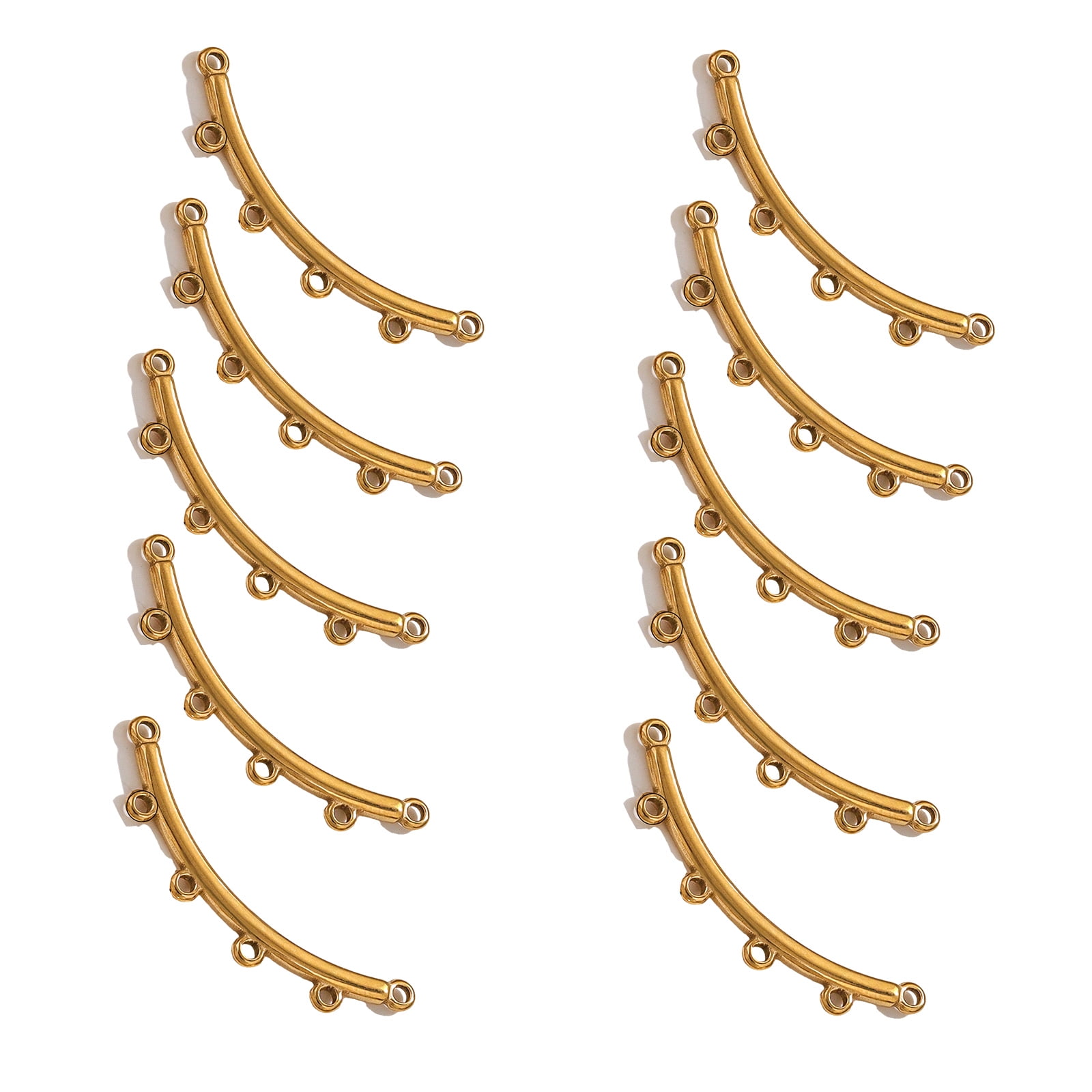 10pcs Multi size Stainless Steel Curved Connectors Multihole Necklace ...