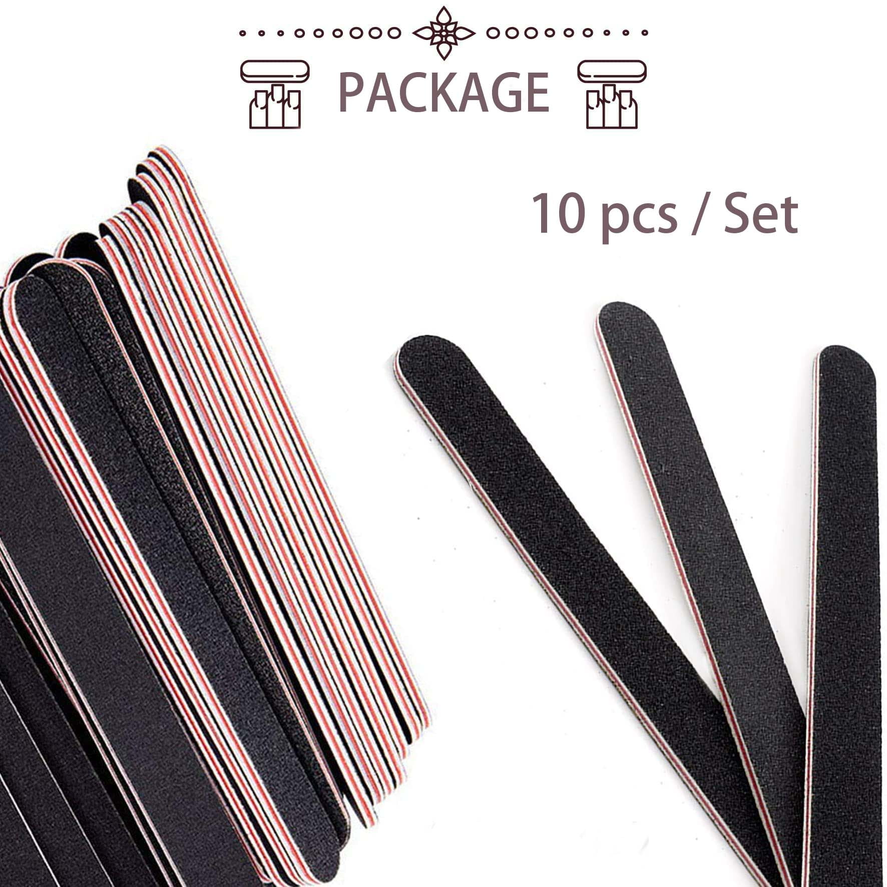 10pcs Nail Files For Natural Nails 100/180 Grit Nail Files Bulk Flowery ...