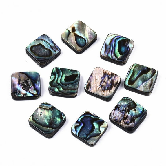 10pcs Natural Abalone Shell/Paua Shell Beads Rhombus Colorful 15.5x15 ...
