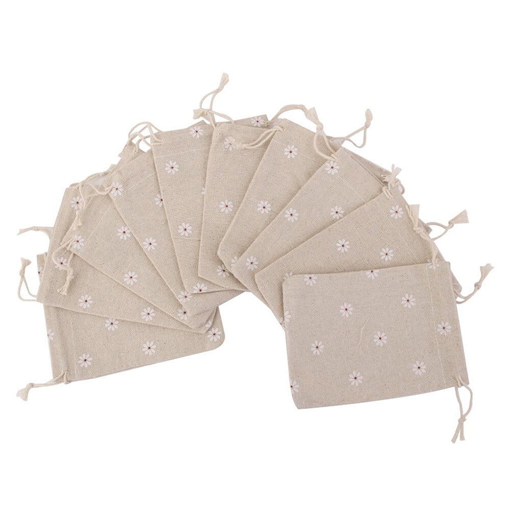 10pcs Linen Jute Burlap Small Simple Sack Pouch Drawstring Gift Bag 10 ...