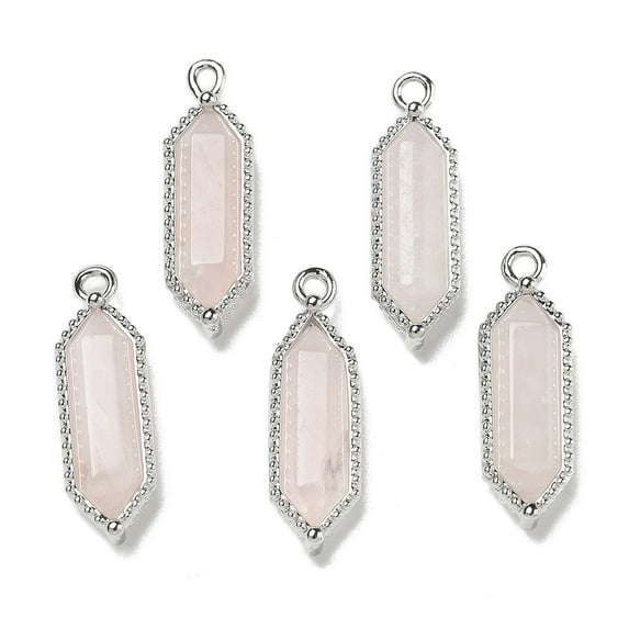 10pcs Natural Rose Quartz Faceted Double Terminal Pointed Pendants Rack ...