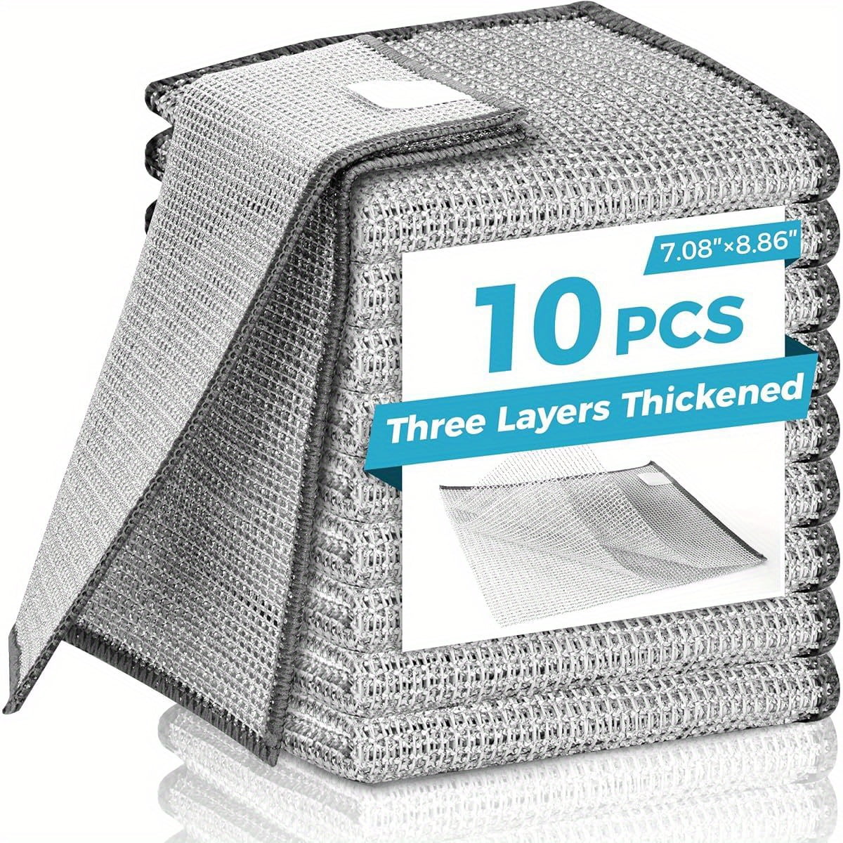 10pcs New Upgrade 3-Layer Metal Dish Cloth - No Scratches, No Odor ...