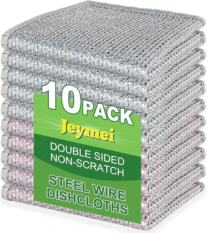 10pcs Non Scratch Wire Dishcloth Multipurpose Wire Dishwashing Rag for ...