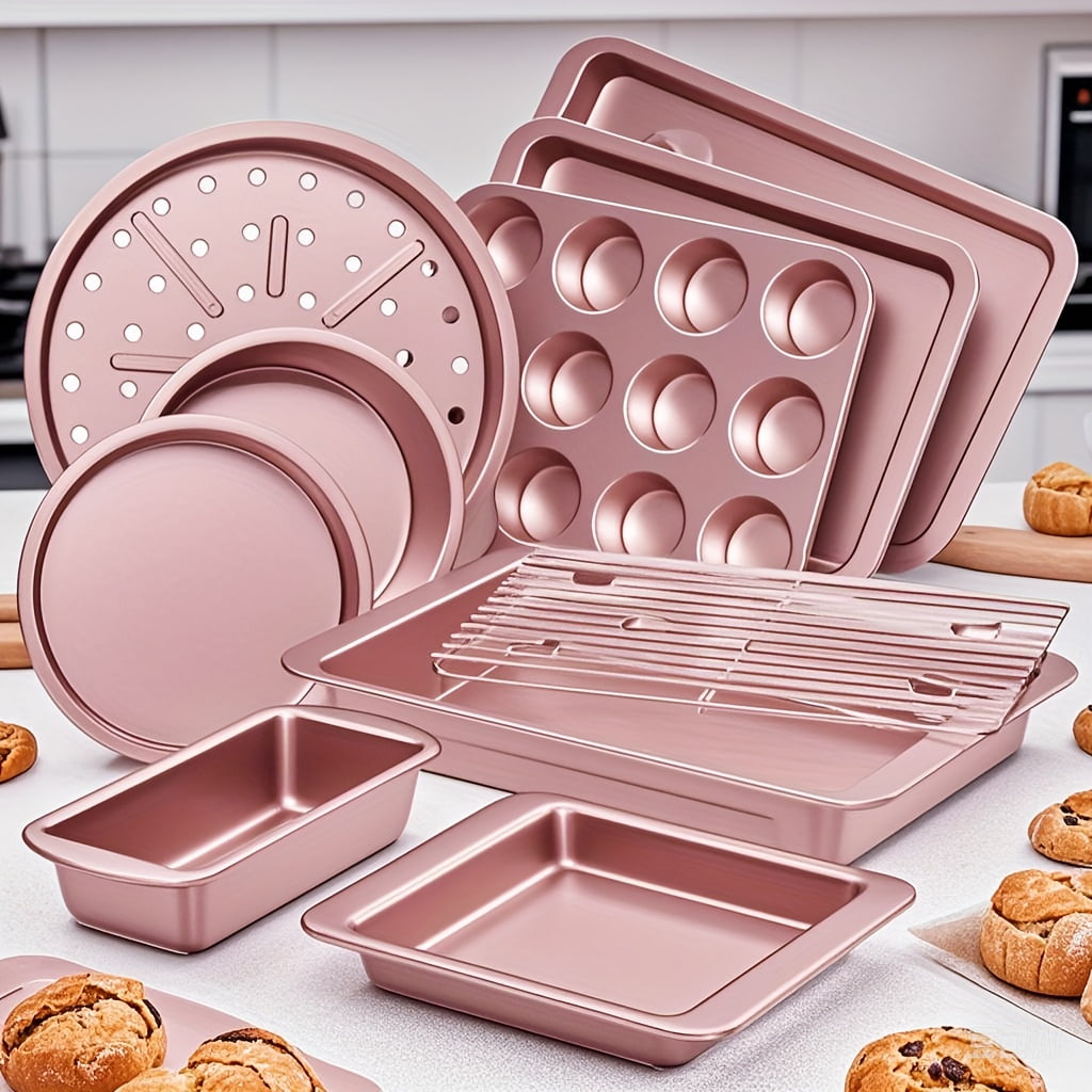 10pcs Non-Stick Baking Pans Set - Deluxe Carbon Steel Bakeware Set w ...