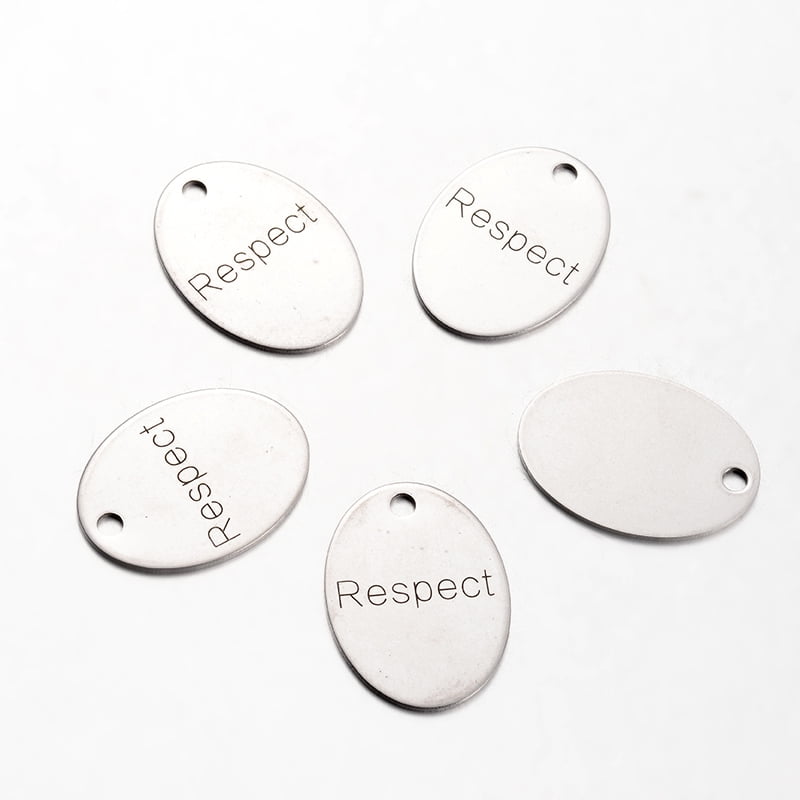 10pcs Non-Tarnish Spray Painted Stainless Steel Pendants Oval with Word ...
