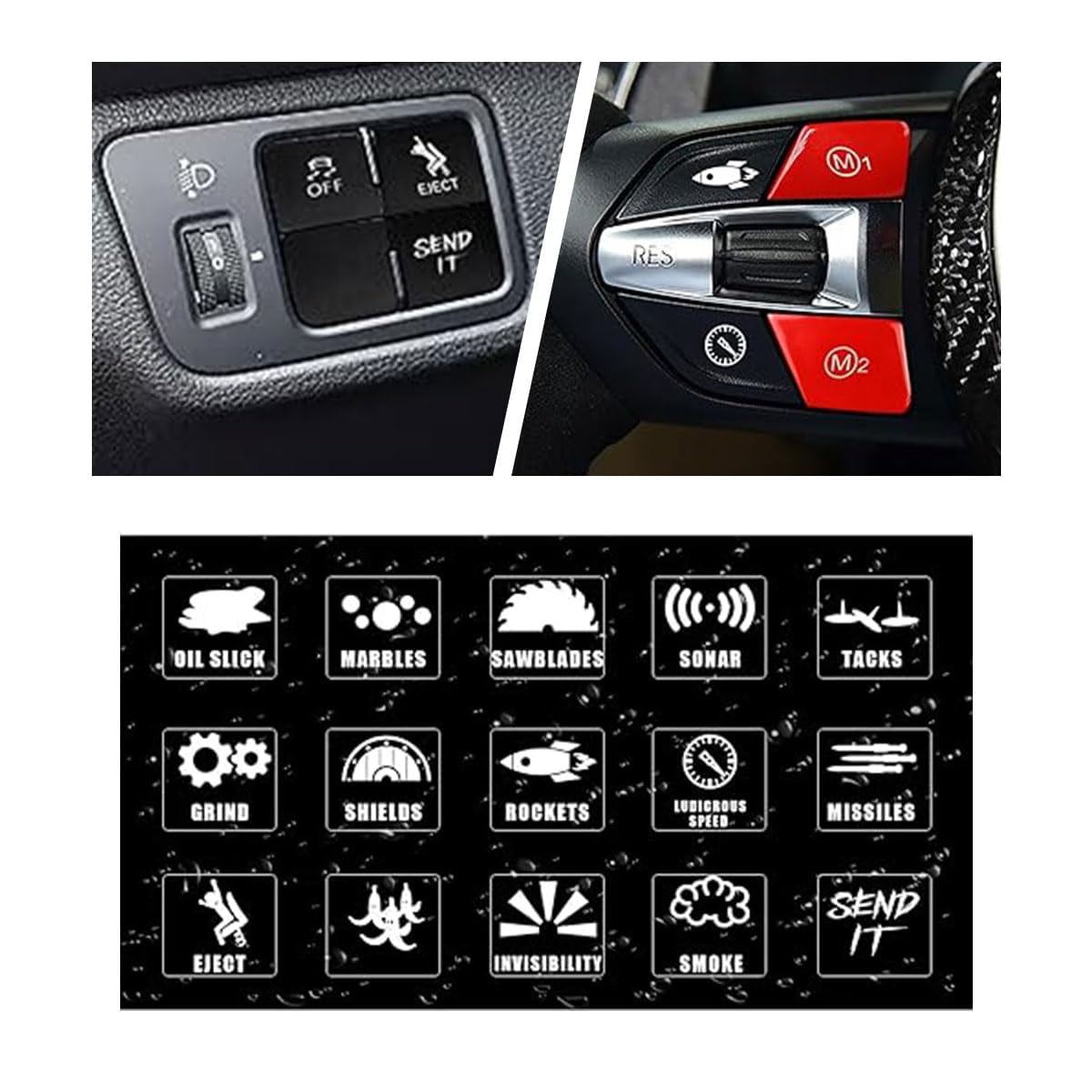 10pcs , Novelty Stickers Labels for Car or Truck Unused Button ...