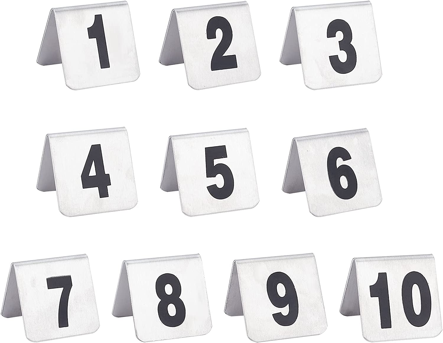 10pcs Num1~10 Table Tent Sign Stainless Steel Table Signs Double Side ...